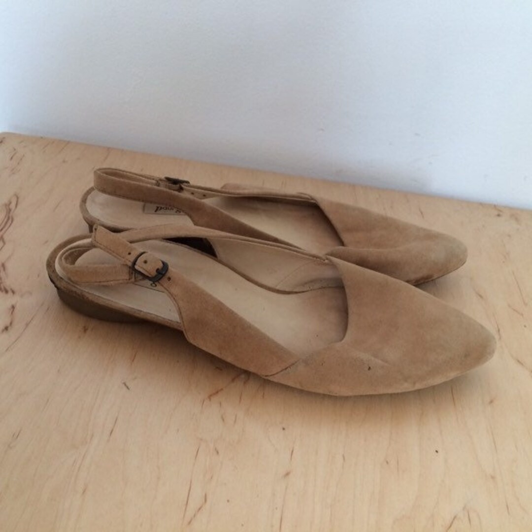Vintage Suede Beige Ballet Flat Shoes Size US8.5 - Etsy