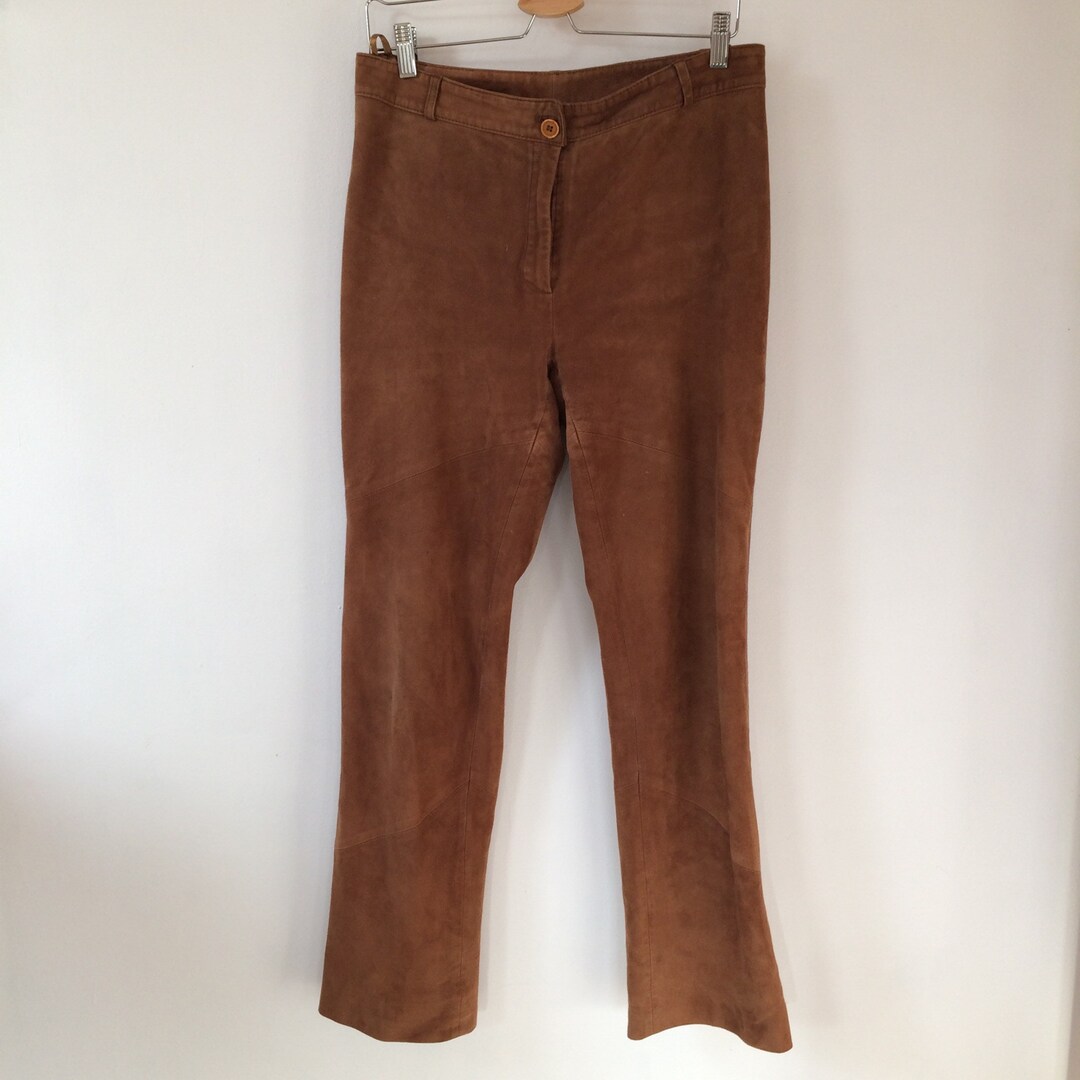 Vintage Brown Real Suede Pants Women's Trousers - Etsy