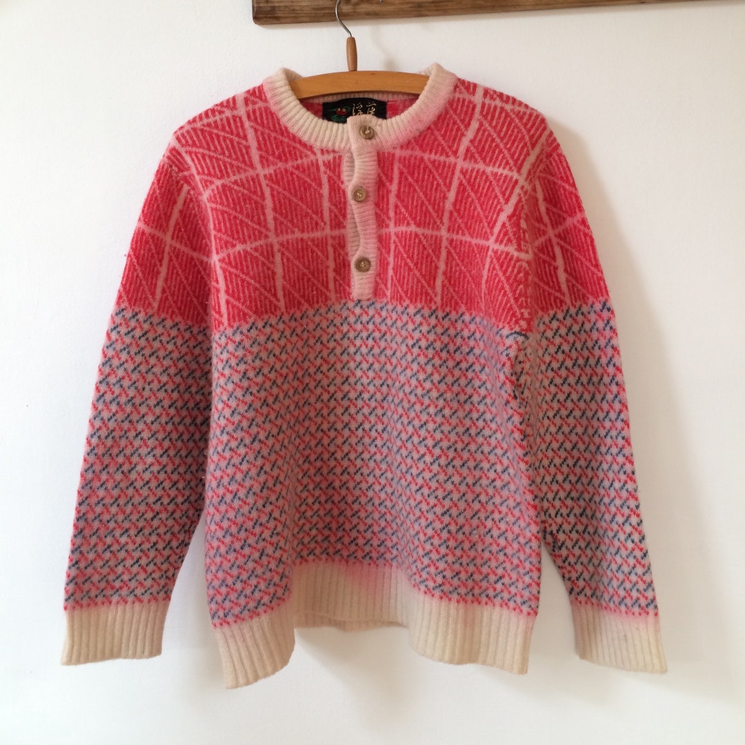 Vintage Wool Knitted Sweater Motif Pattern Knit - Etsy