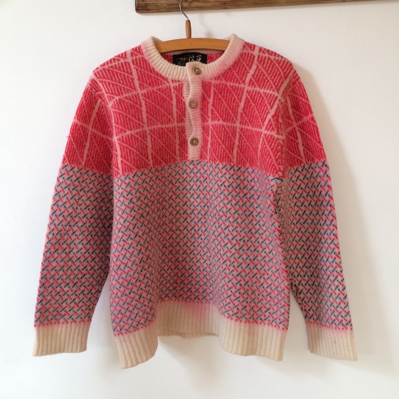 Vintage Wool Knitted Sweater Motif Pattern Knit - Etsy