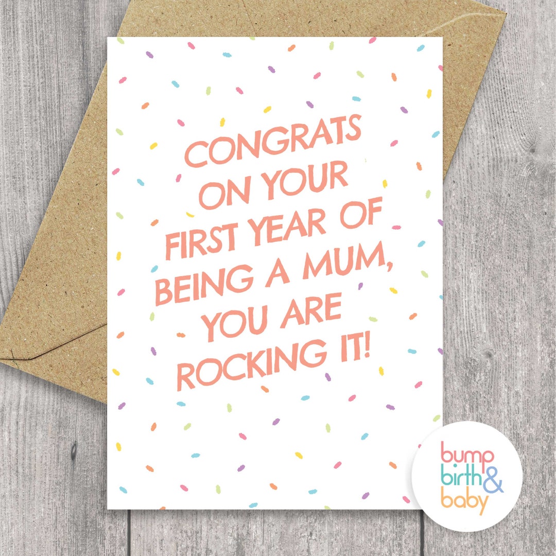 Larger A5 Size Card Congrats on Your First Year of Being a Mum, Dad ...