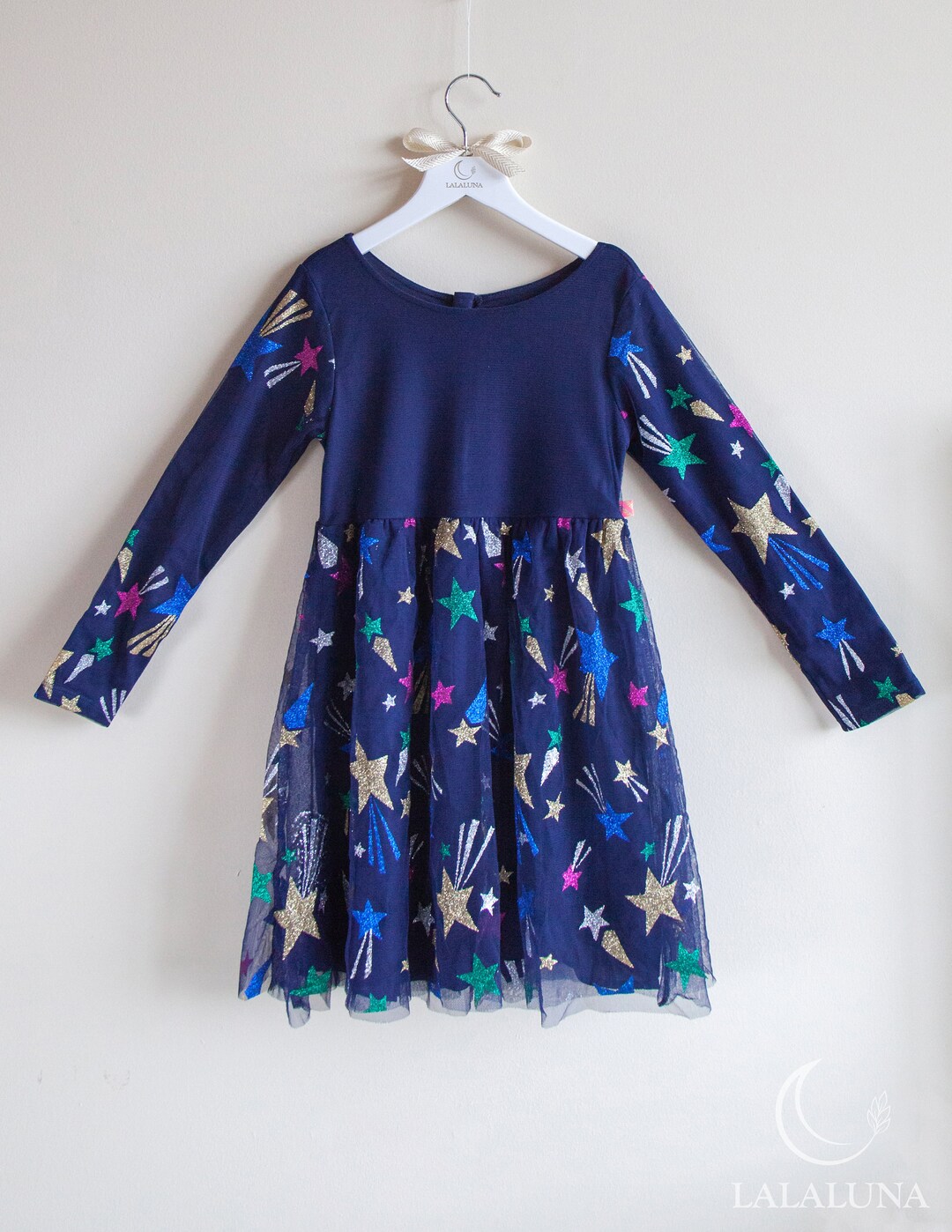 Navy Blue Dress, Star Pattern Sparkle Dress, Party Dress, Causal Dress ...