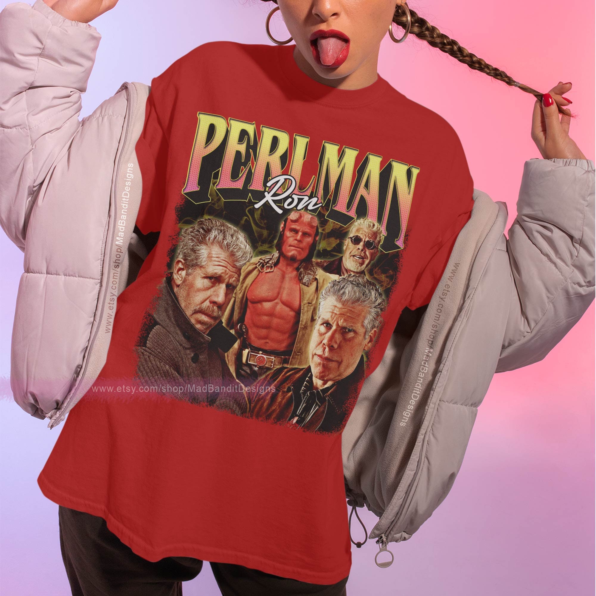 Maglietta Ron Perlman Cool Retro Rock Poster Anni '70 80s 90s Rocker ...