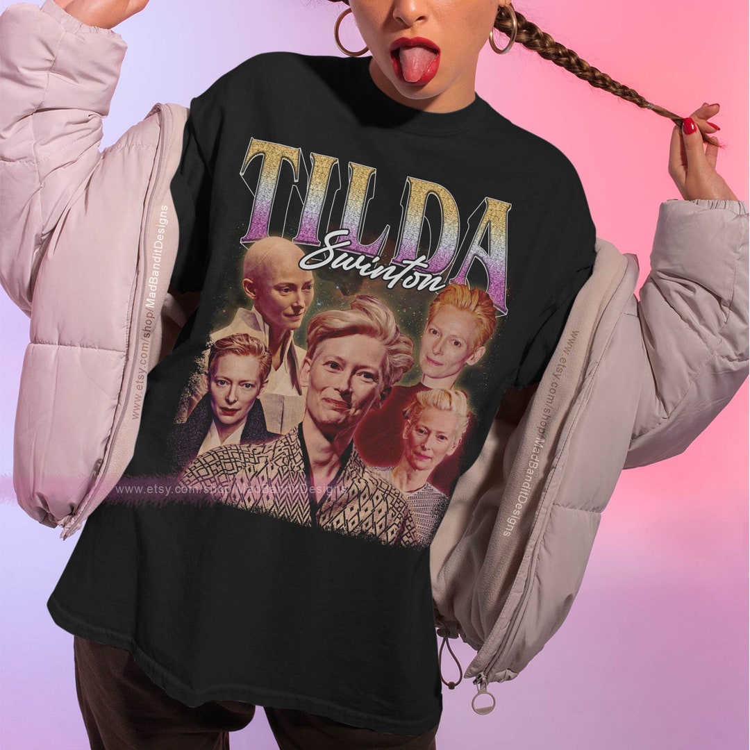 Tilda Swinton Shirt Cool Retro Rock Poster T-shirt 70s 80s 90s Rocker ...