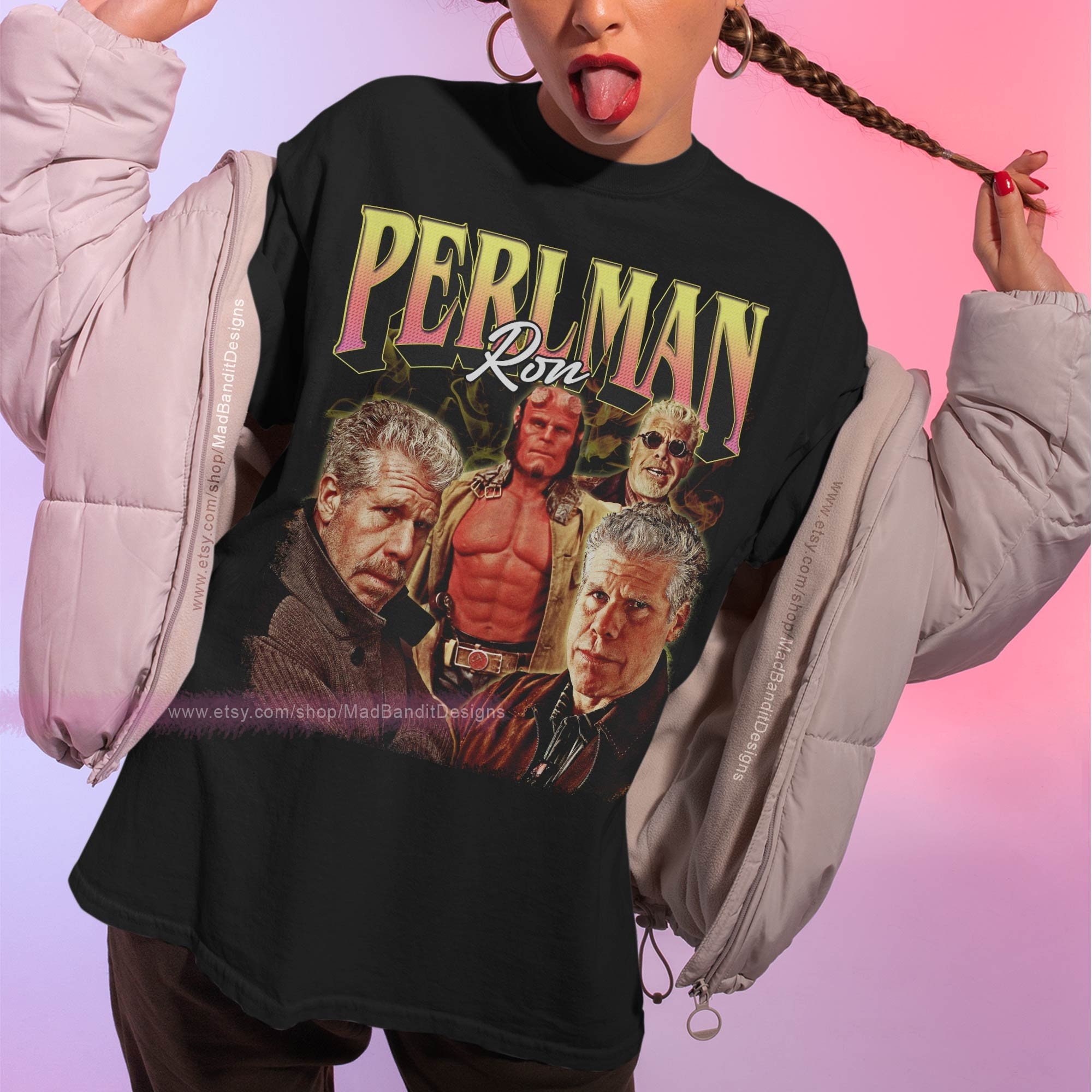 Maglietta Ron Perlman Cool Retro Rock Poster Anni '70 80s 90s Rocker ...