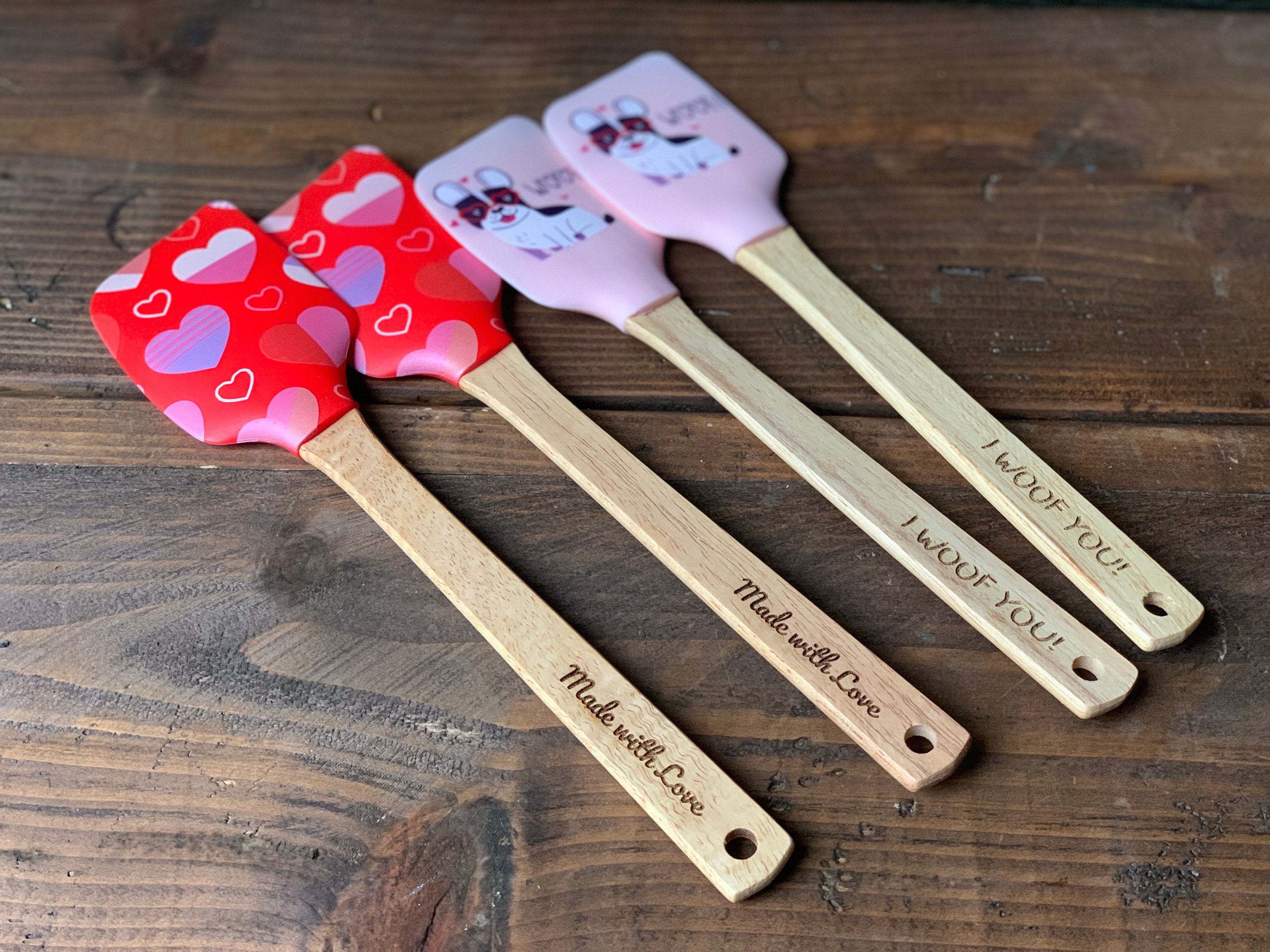 Personalized Silicone Wood Spatula, Personalized Spatula, Dog Silicone ...