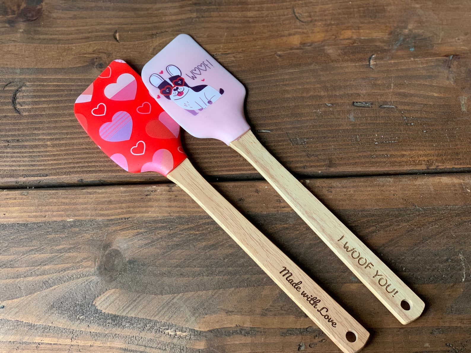 Personalized Silicone Wood Spatula, Personalized Spatula, Dog Silicone ...