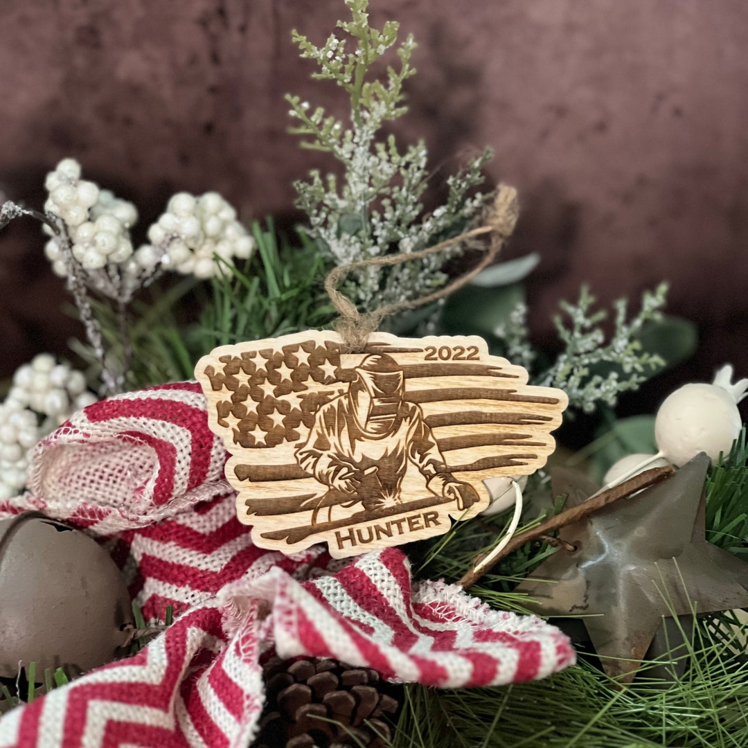 Personalized Welder Christmas Ornament, Welding USA Flag, US Welder ...