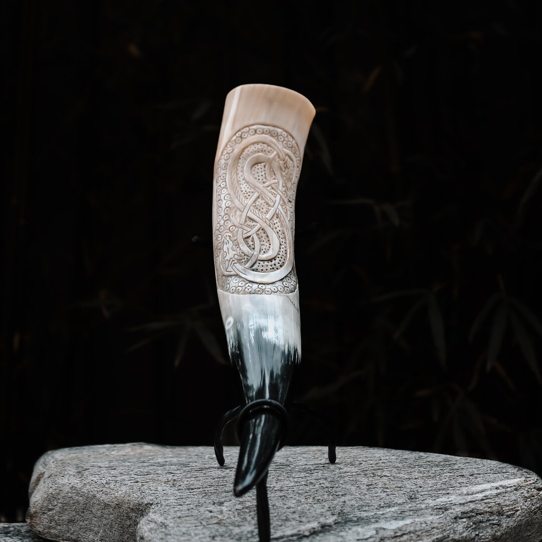 Viking Drinking Horn | Authentic | Buffalo Horn | Tankard |horn Mug ...