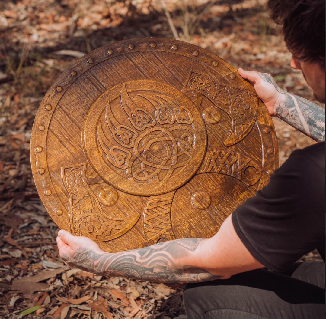 Dual Axe Wolf Claw Shield | Viking Shield | Wooden Shield | Handcrafted ...