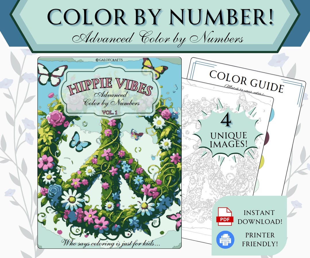 Adult Vintage Paint by Number Advanced Instant Download Digital ...