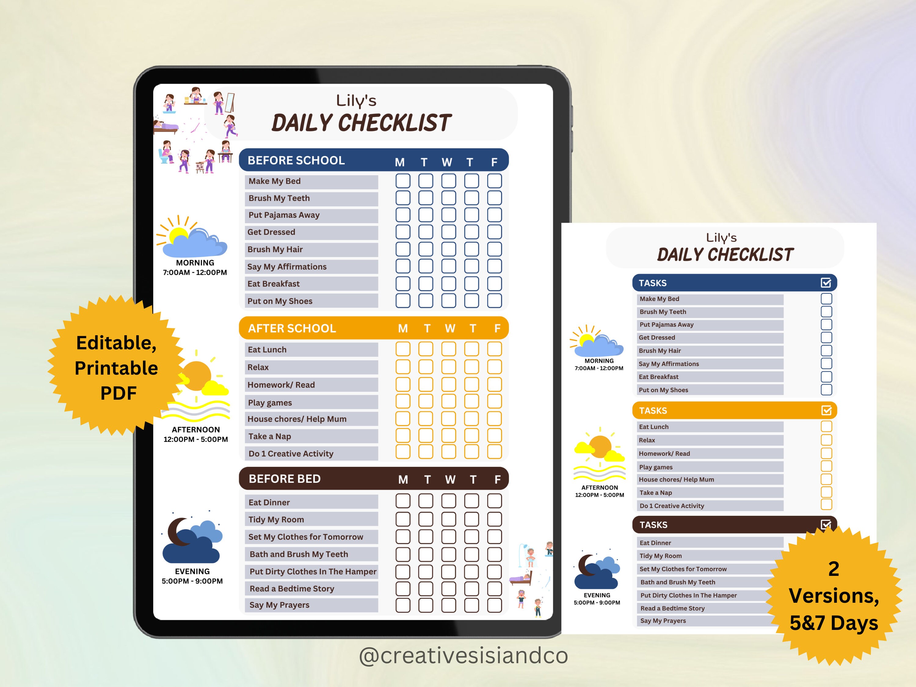 The Perfect Editable Kids Checklists, Daily Checklist, to Do List ...
