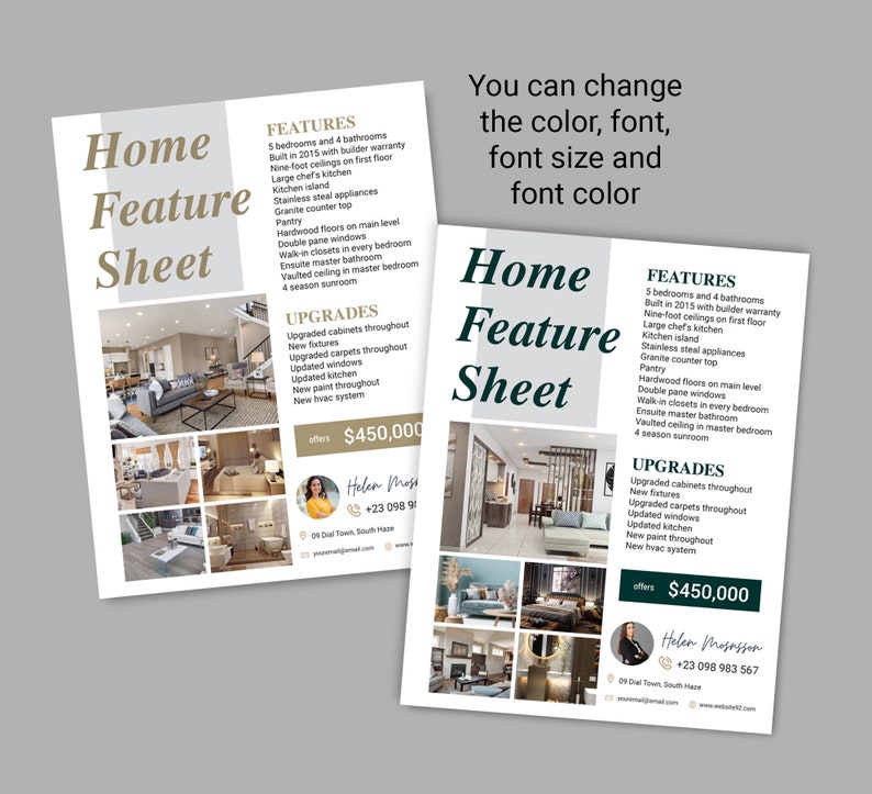 Real Estate Flyer Template Home Feature Sheet Flyer Real - Etsy