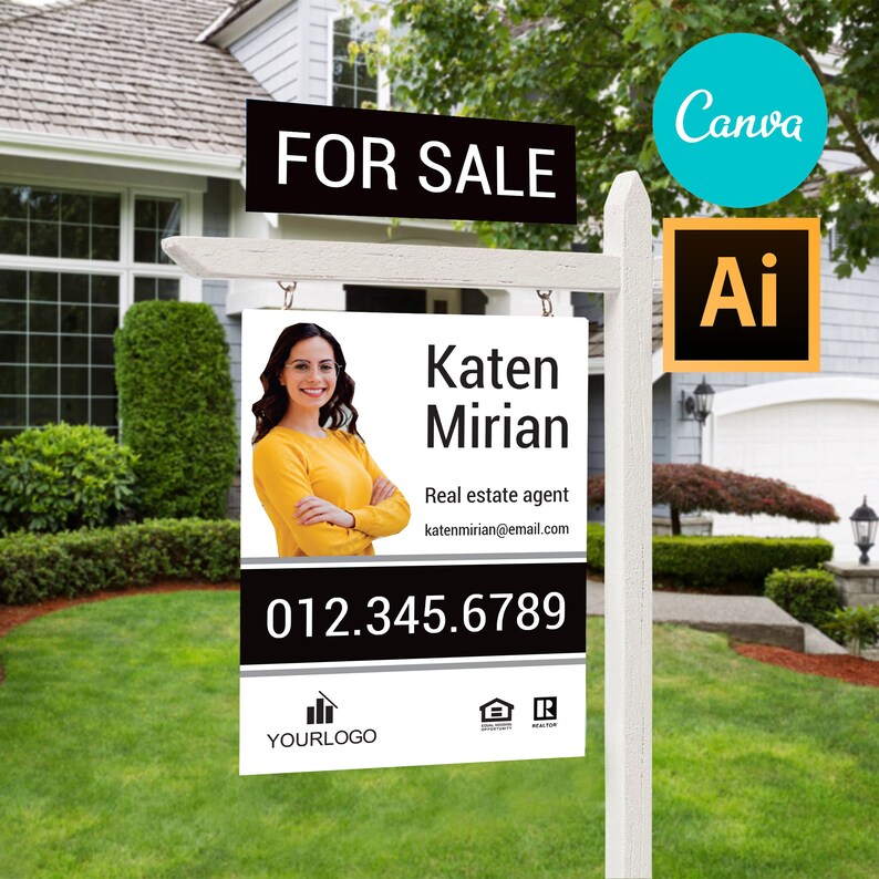 Real Estate Yard Signage Sign Template for Rent Sale Signage Realtor ...