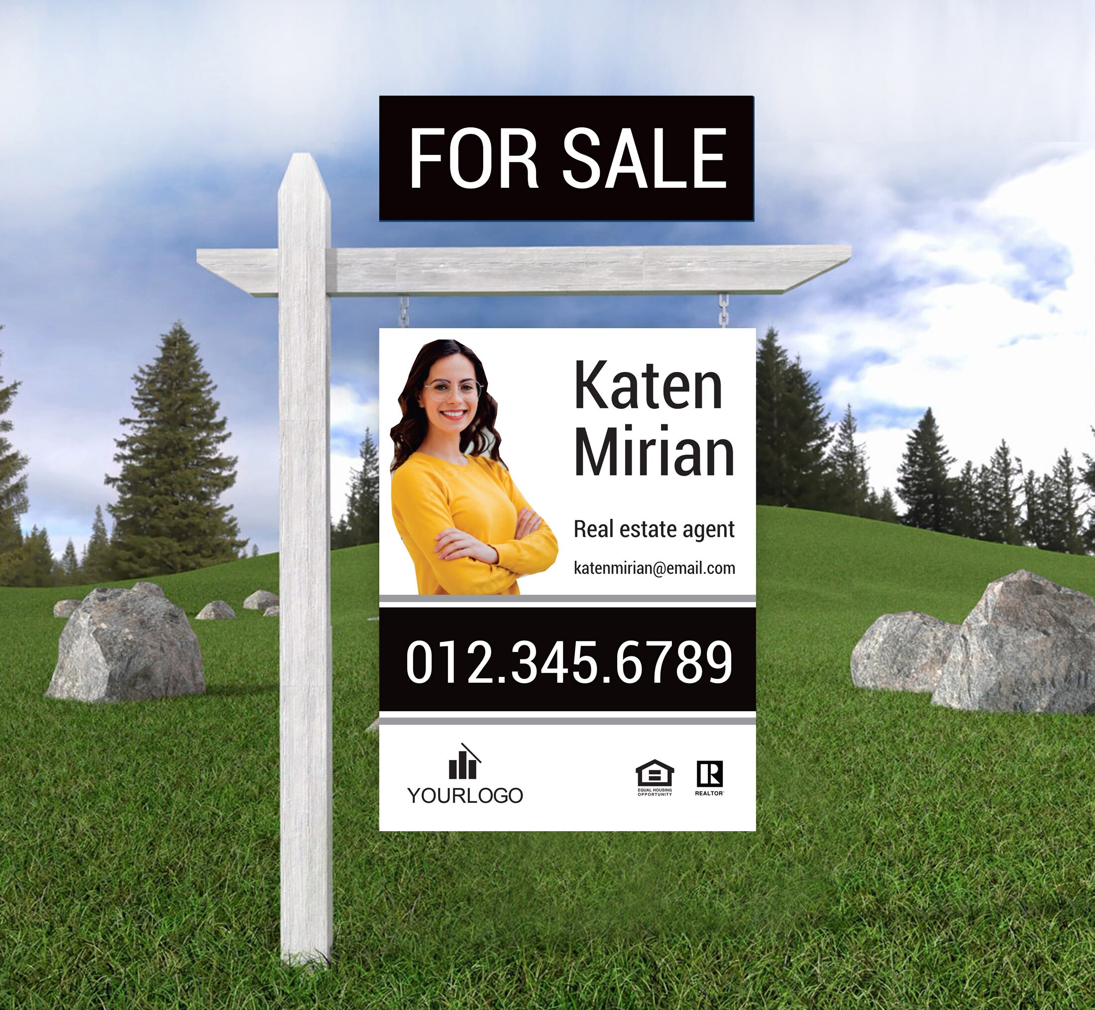 Real Estate Yard Signage Sign Template for Rent Sale Signage Realtor ...