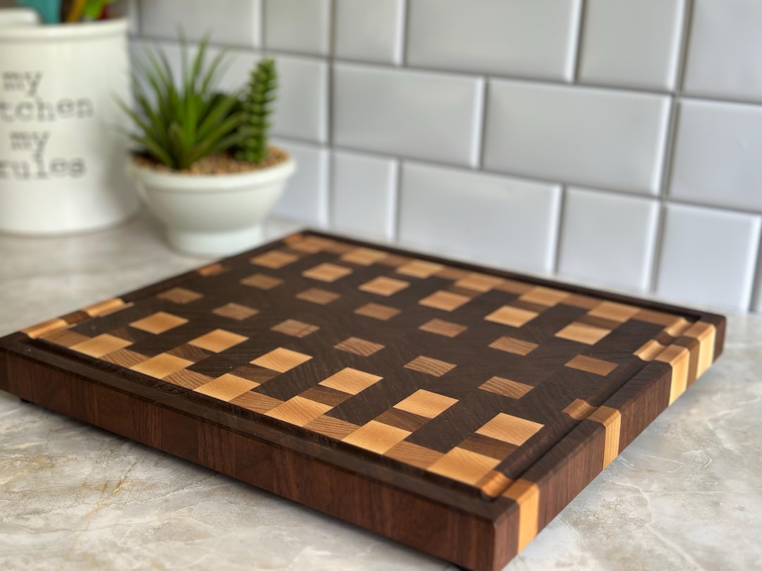 Premium End Grain Cutting Board Walnut, Cherry & Maple Blend - Etsy