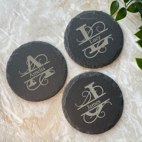 Slate Coaster Personalised With Initial. Anniversary Wedding - Etsy
