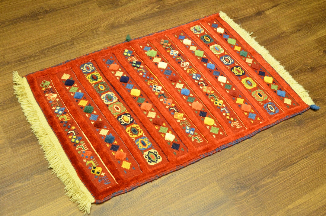 Vintage Kurdish Wool Rug, Animal Pattern, Ethnic Nomad Decor (3x2 Ft ...
