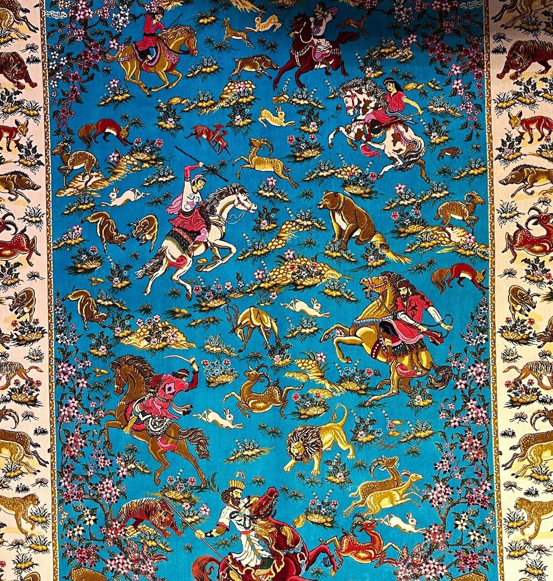 Hunting Scene Rug, Animals Print Rug, Washable Rug, Rugs for Bedroom ...