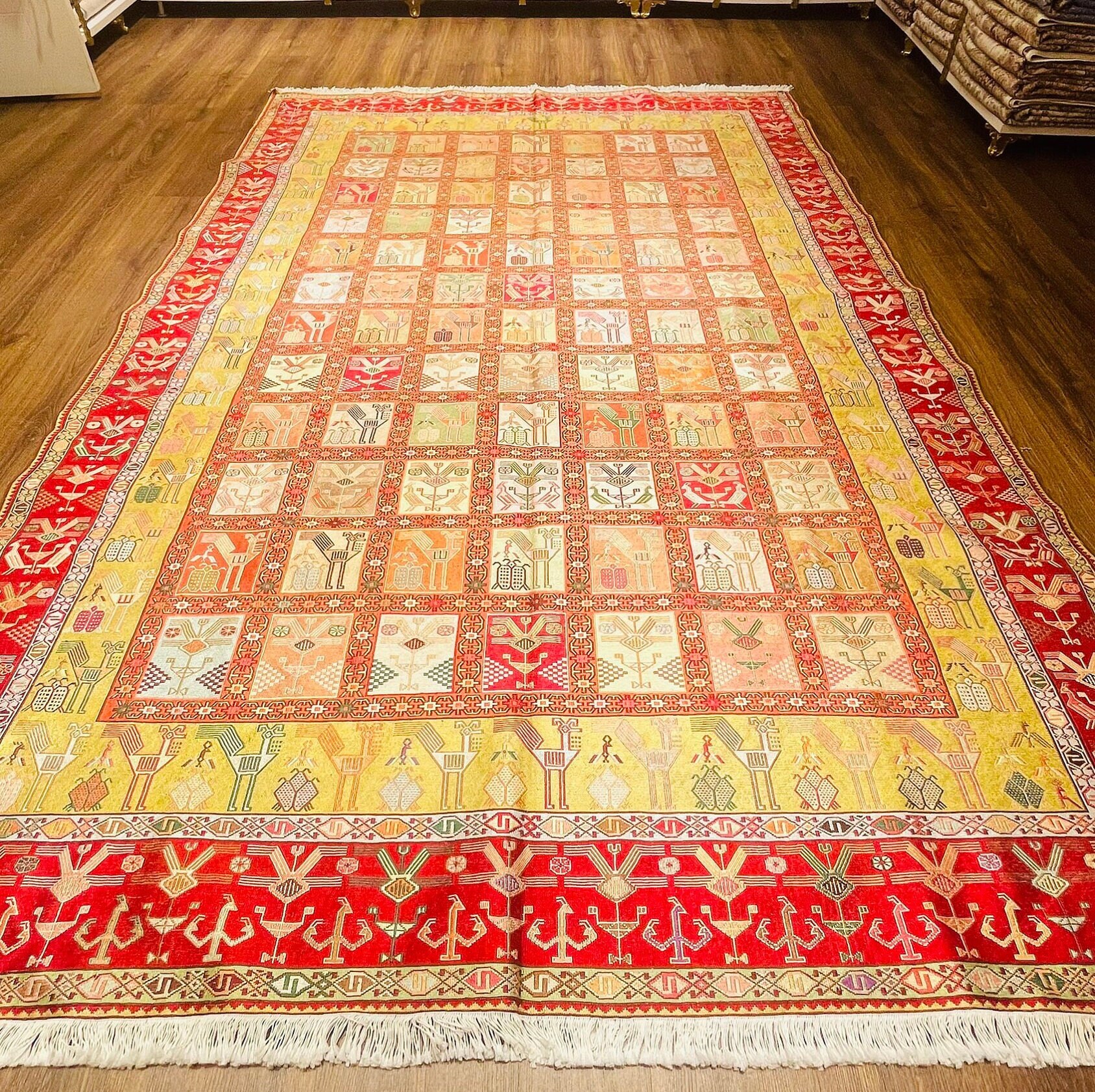 10x7 Feet,turkish Silk Rug,handmade Silk Carpet,animal Pattern Rug ...