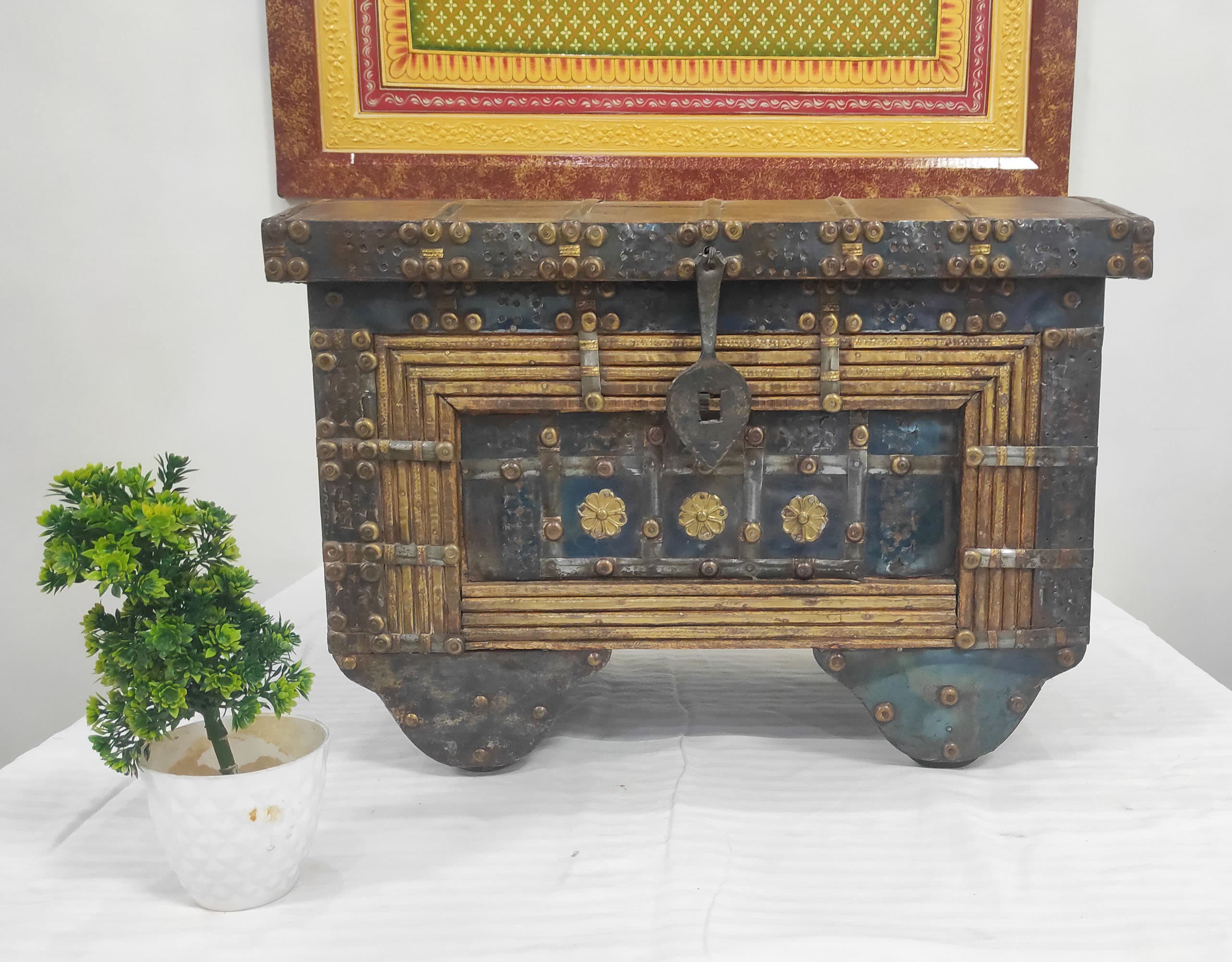 Wooden Vintage Trunk Box With Wheels Vintage Indian Sandook - Etsy