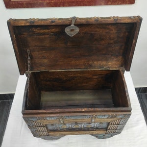 Wooden Vintage Trunk Box With Wheels Vintage Indian Sandook | Etsy