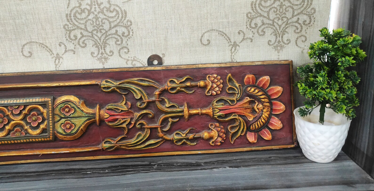 Antique Hand Made Painted Panel , Wall Hanging Multicolor Home Decor ...