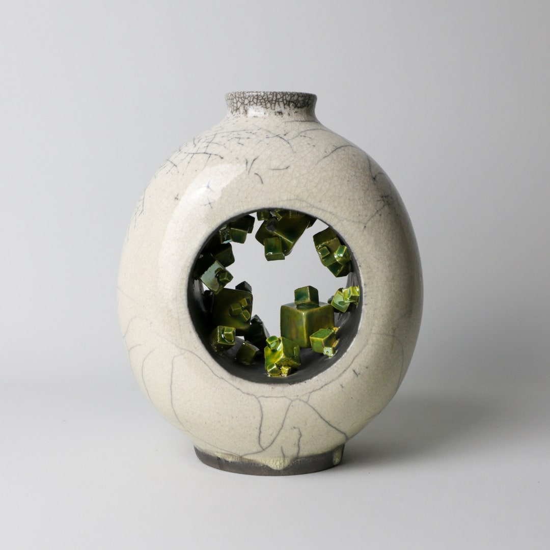 Hollow Geode Raku Vase - Etsy