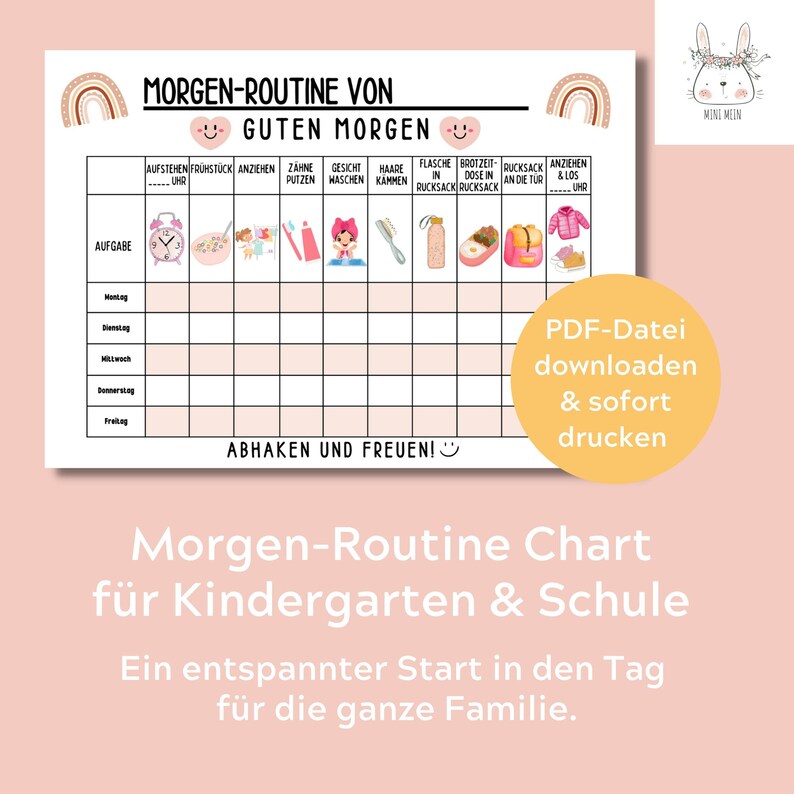 Morning Routine Template for Kindergarten and School / to Do - Etsy