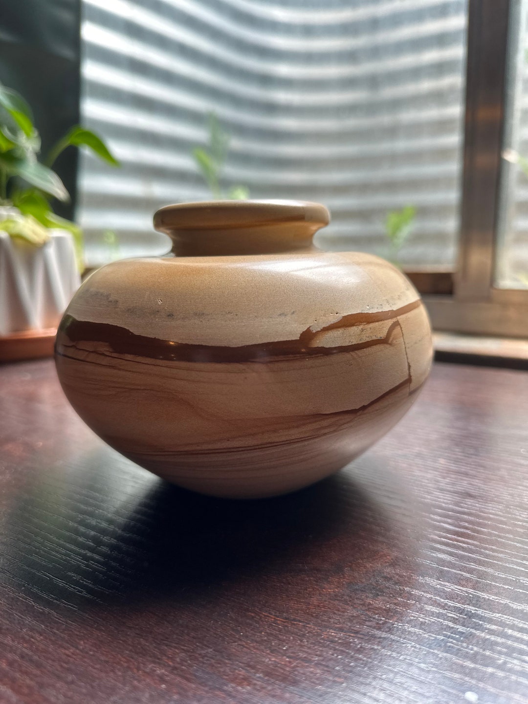 Vintage Carved Pakistani Sandstone Vase - Etsy