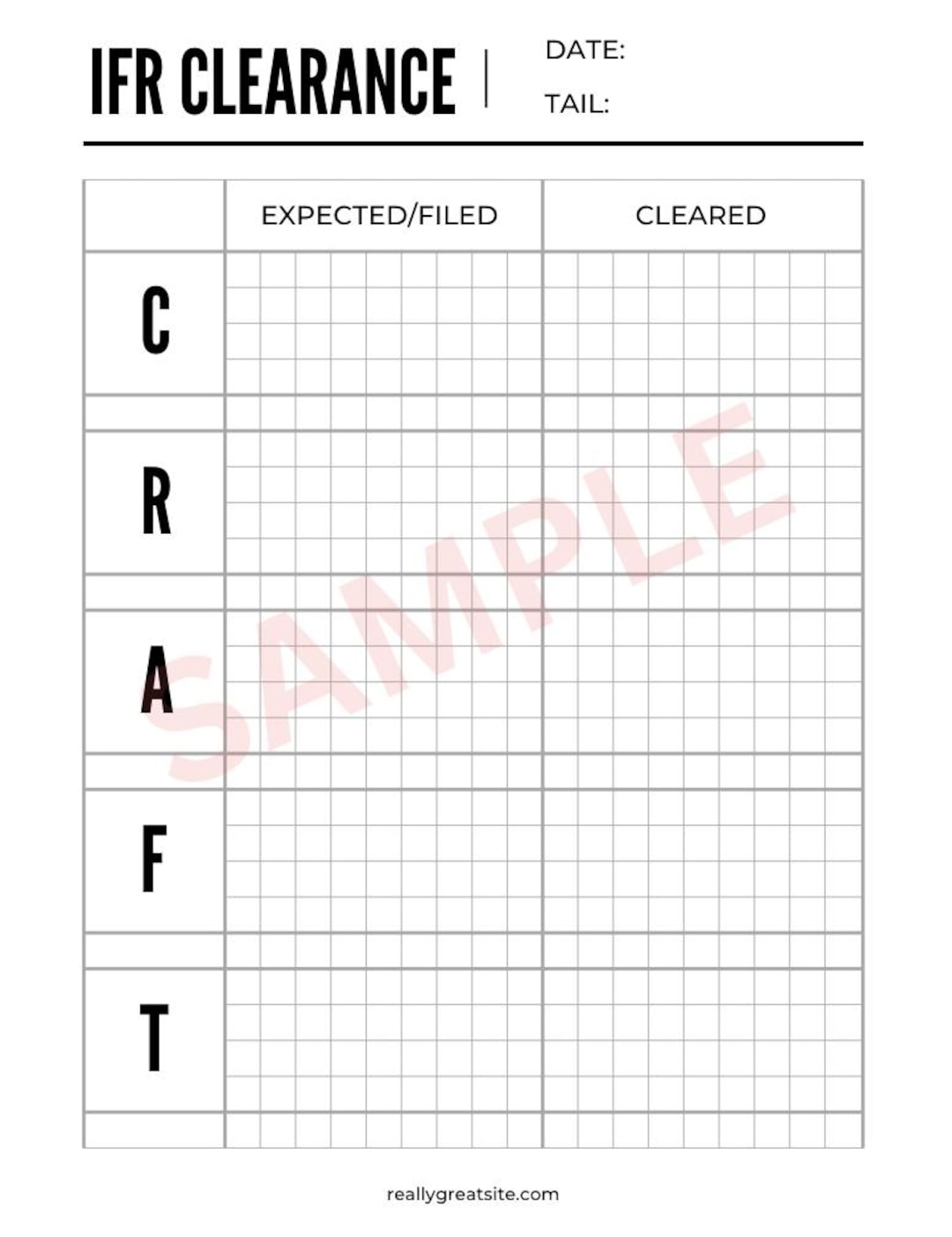 IFR Template, CRAFT Checklist (digital Download - Etsy Canada