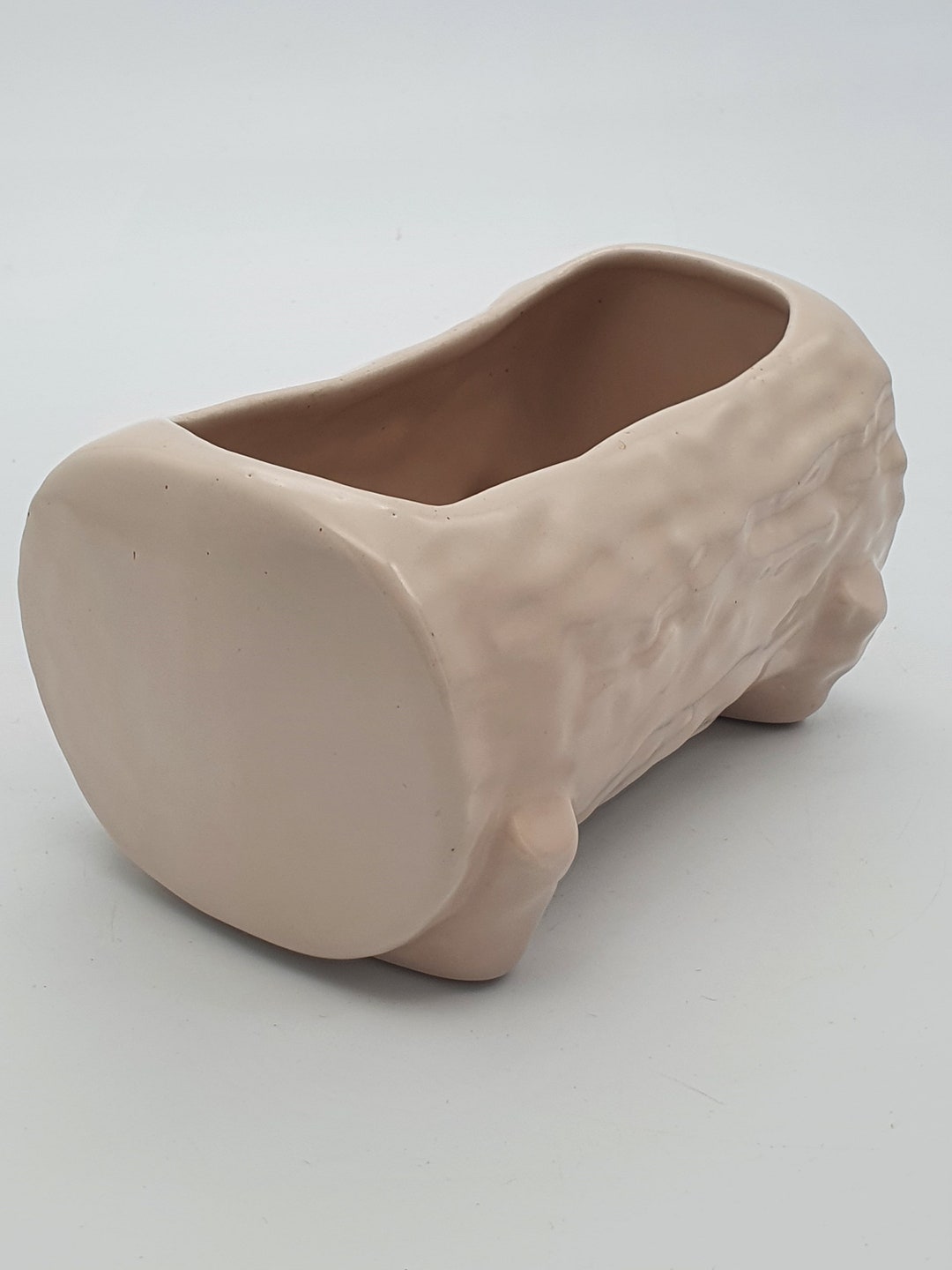 Vintage Cee Dee Log Planter: Ivory White Glazed Porcelain Vase - Etsy