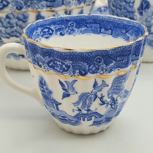 Antique Victorian Blue Willow Part Tea Set Service With Gold Trim Cake ...