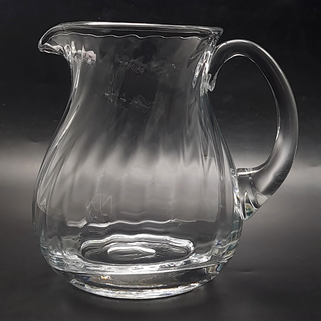 Vintage Handmade Heavy 1250ml Crystal Juice Jug, Optic Ripple Effect ...