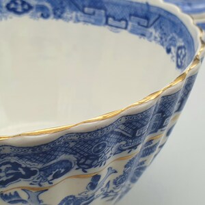 Antique Victorian Blue Willow Part Tea Set Service With Gold Trim Cake ...