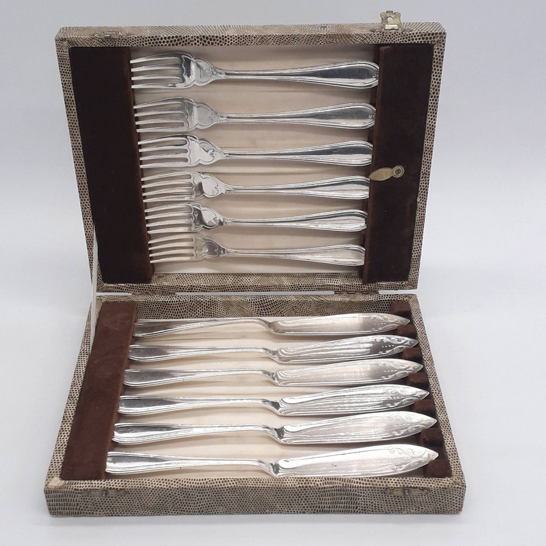 Vintage RYALS Fish Cutlery 12 Piece Silver Plated With Box 1930's - Etsy