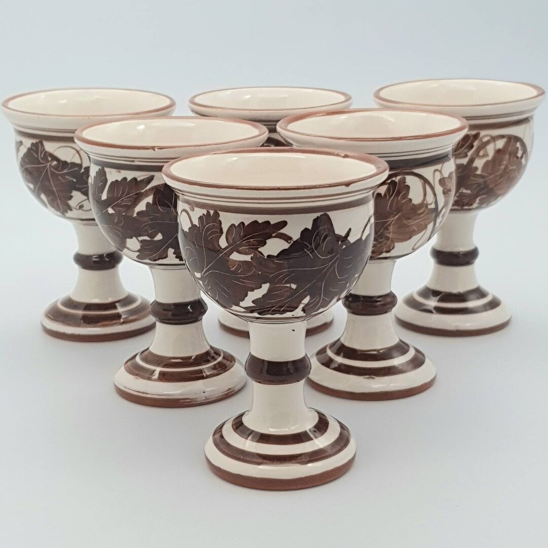 Vintage Moses Porcelain Sherry Small Wine Goblets Hand Painted Hand ...