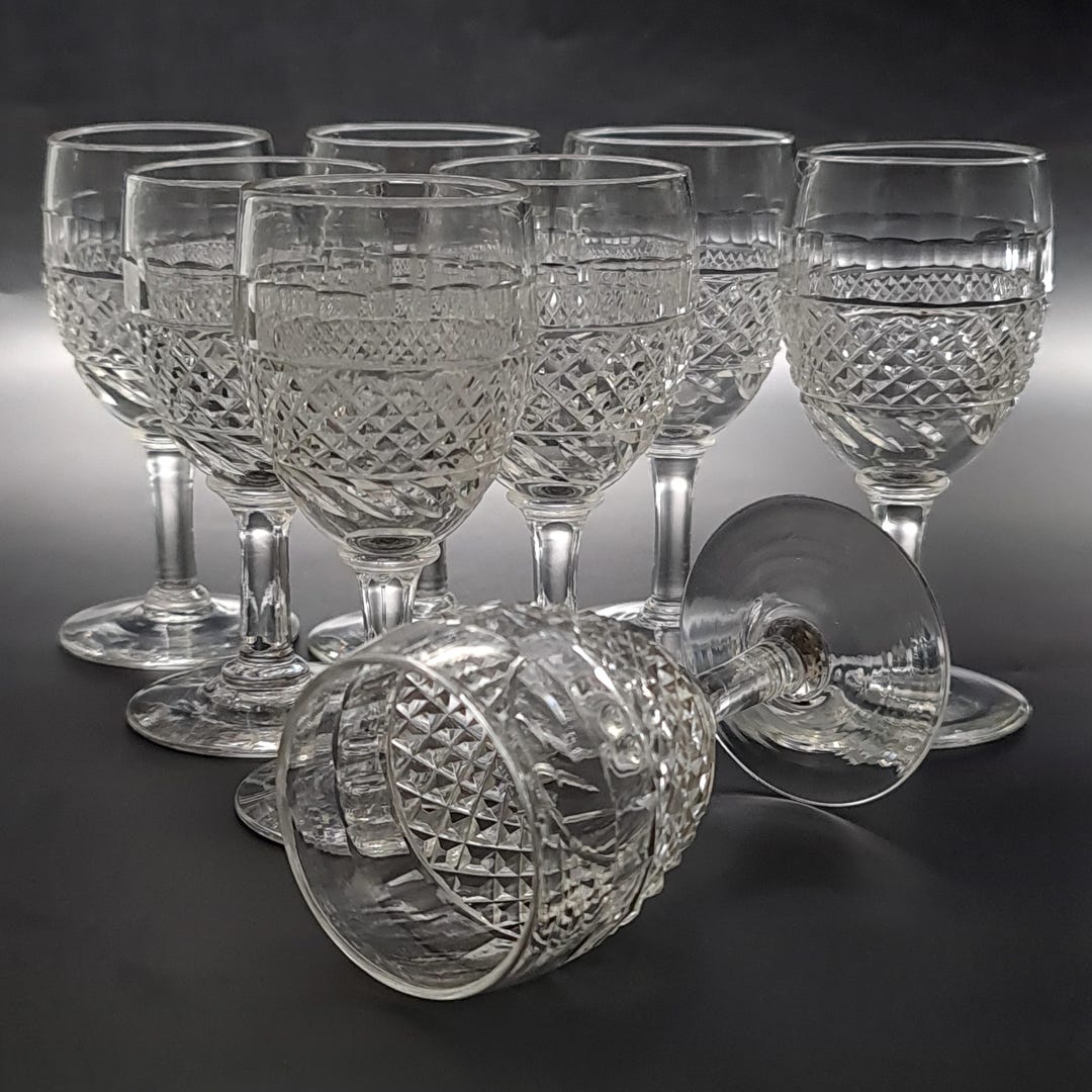 Antique Victorian Era Sherry Glasses Set of 8, Fine Crystal, Vintage ...