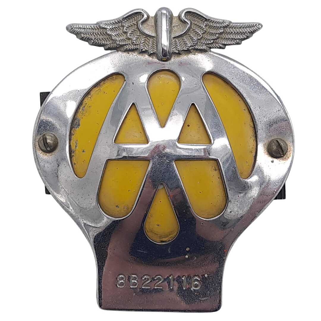 Vintage British Automobile Association AA Car Badge Numbered Motorbike ...