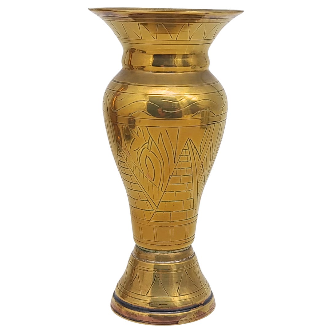 Vintage Brass Egyptian Vase: Sphinx & Pyramid Engraved Urn - Etsy