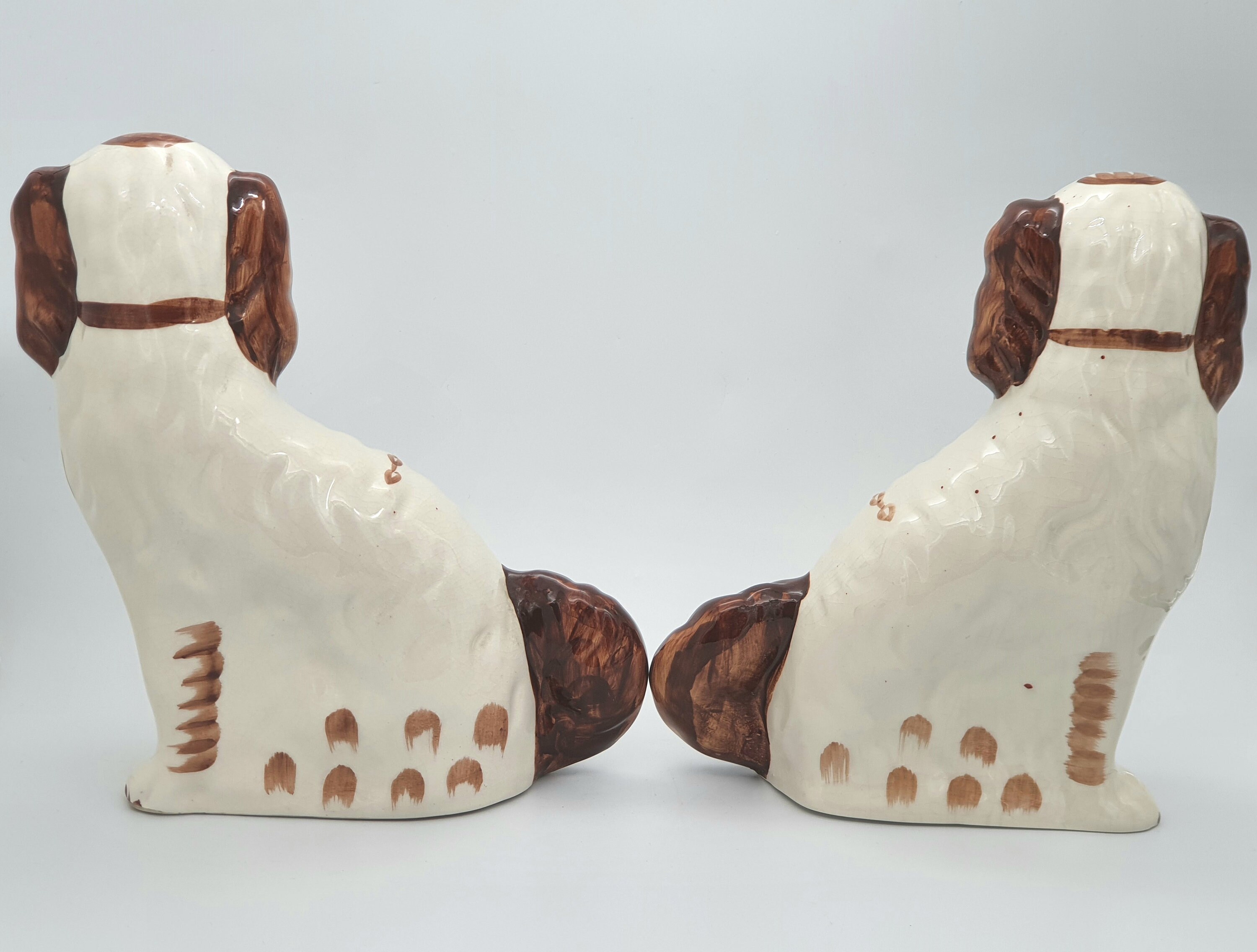 Vintage English Pottery Spaniel Mantle Dogs Staffordshire Mid-century ...