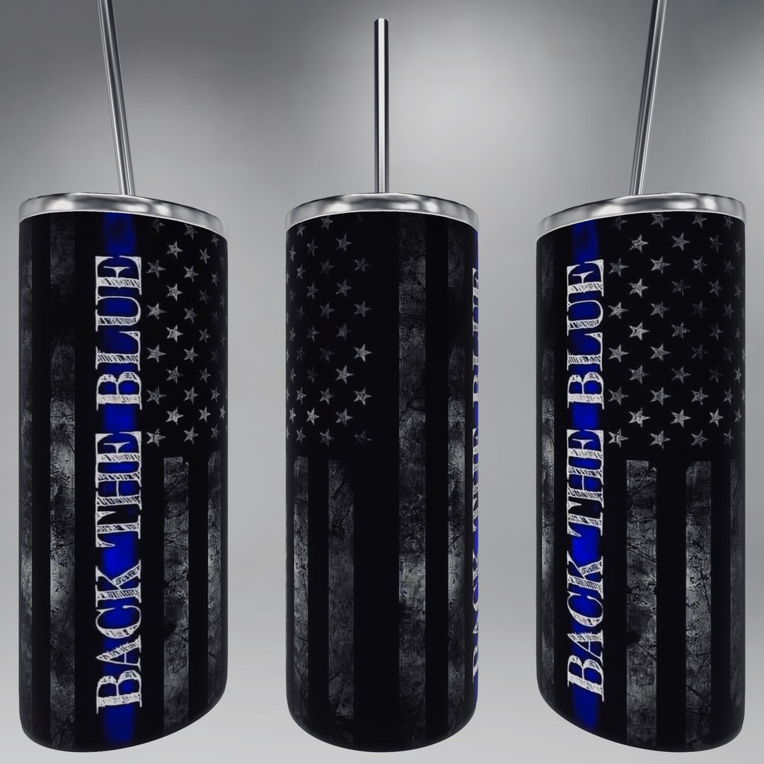 Back the Blue Black Flag Tumbler, Back the Blue Cup, Thin Blue Line ...