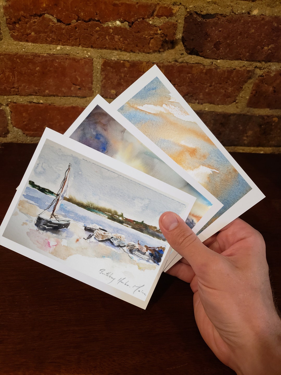 Nautical Watercolor Postcards - Set of 3 - Boats, Sea, Beach House ...