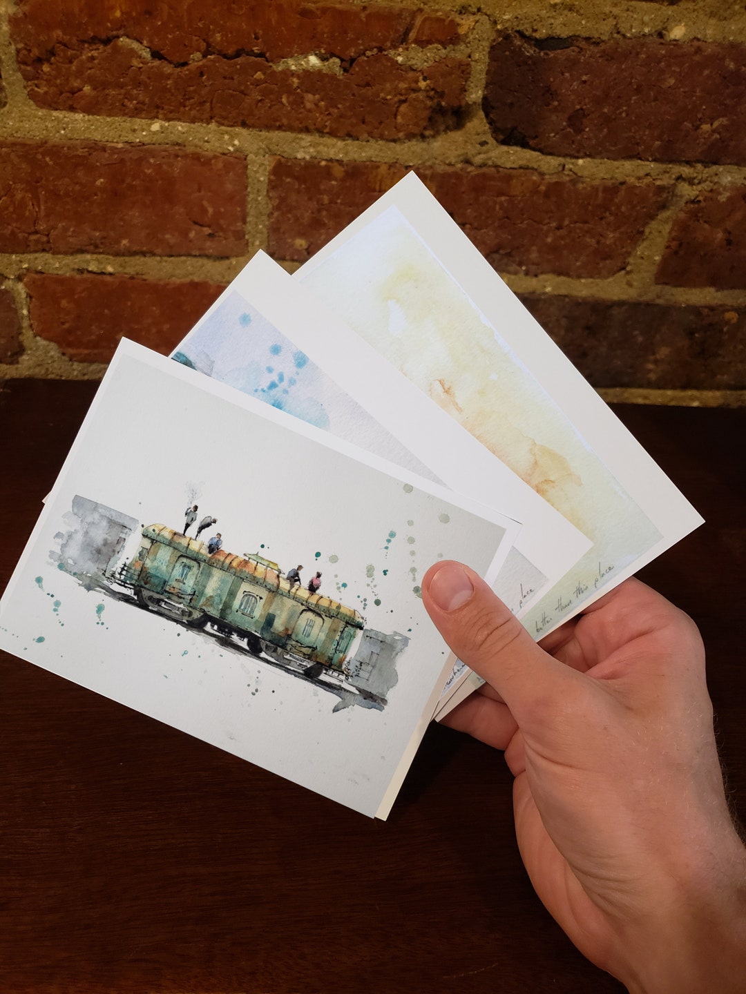 Train Watercolor Postcards - Set of 3 - Train, Railroad Collection ...