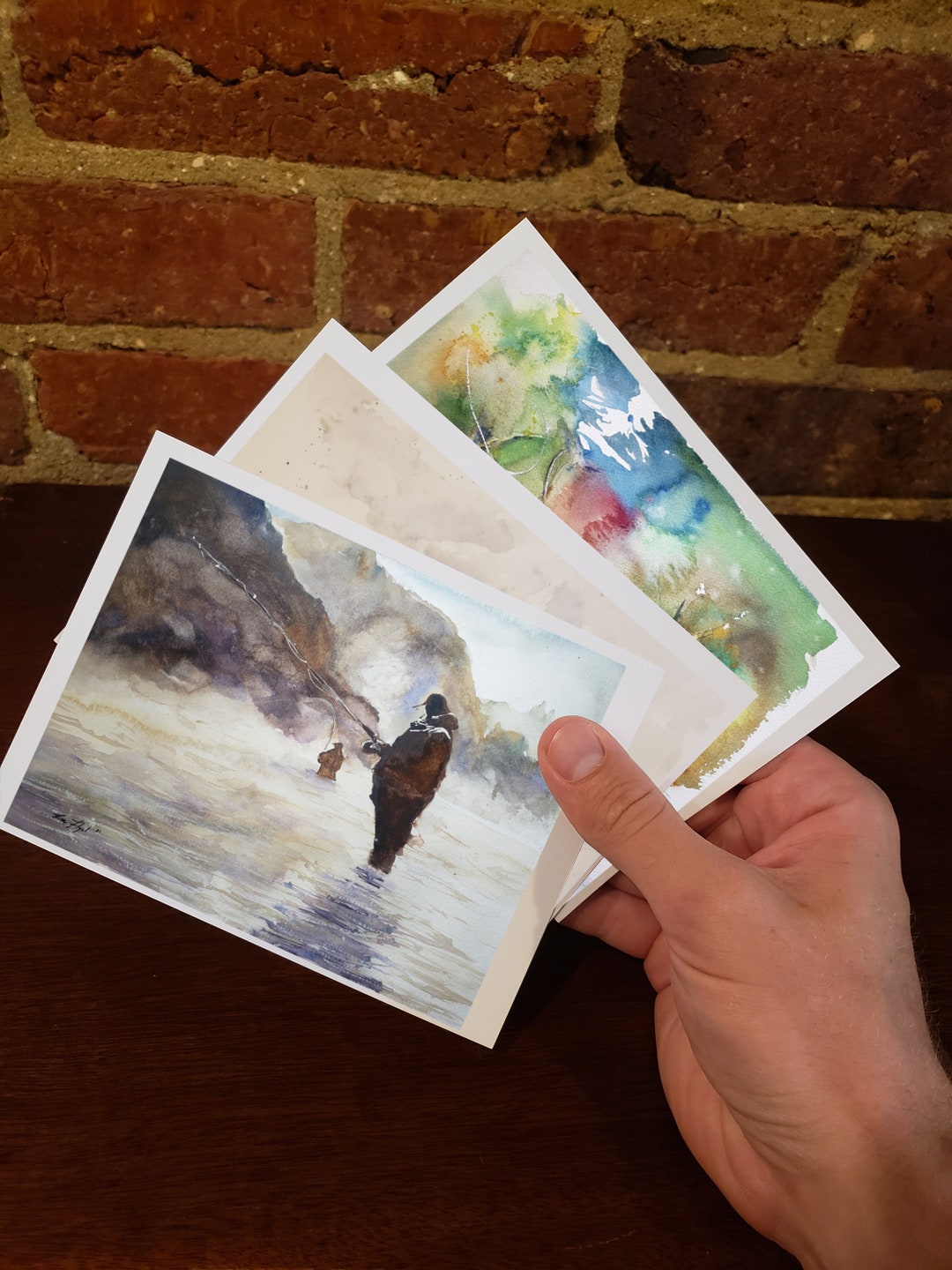 Fly Fishing Watercolor Art Postcards - Set of 3, Trout and Fisherman - Etsy
