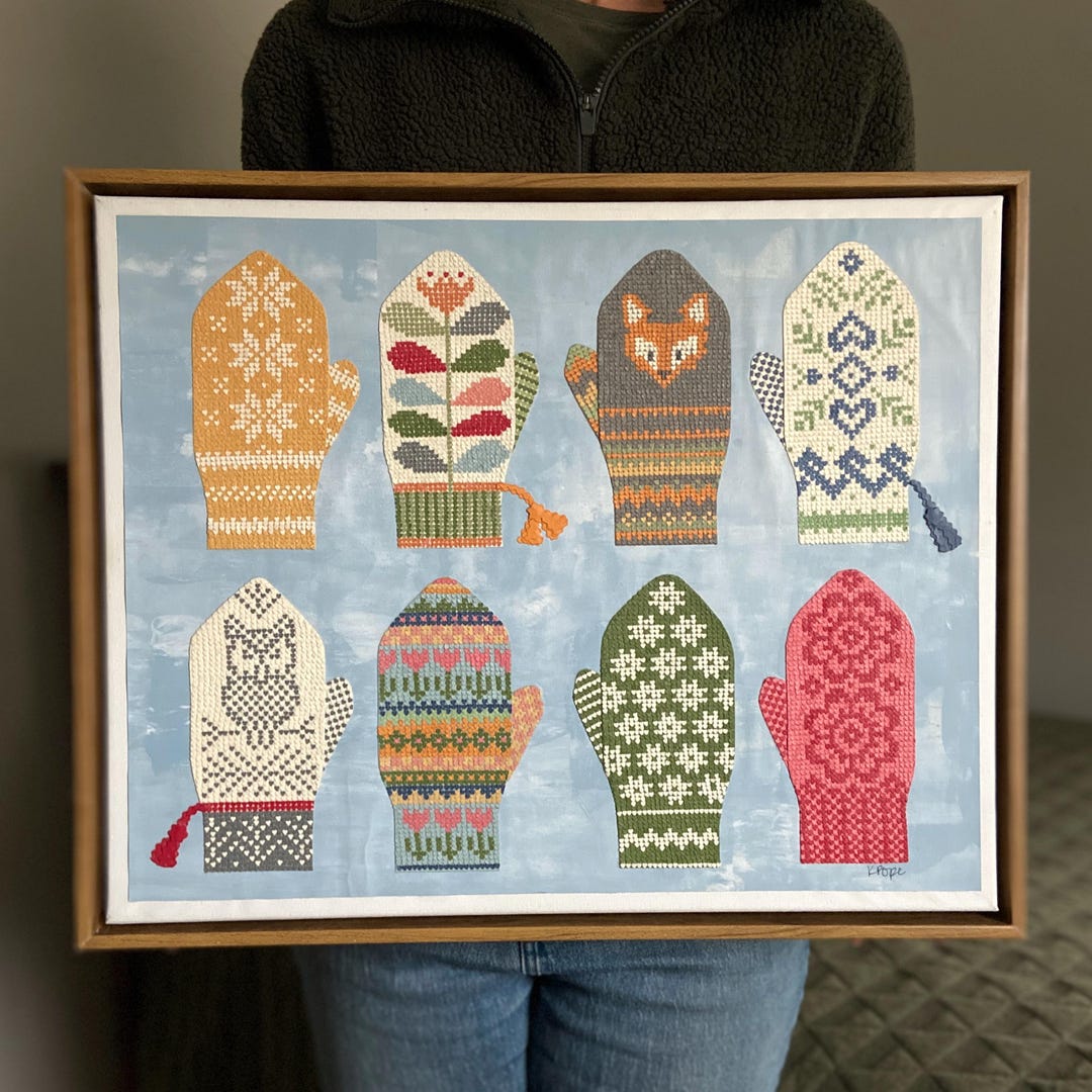 Cozy Mittens, Original Hand Cut Paper Collage - Etsy