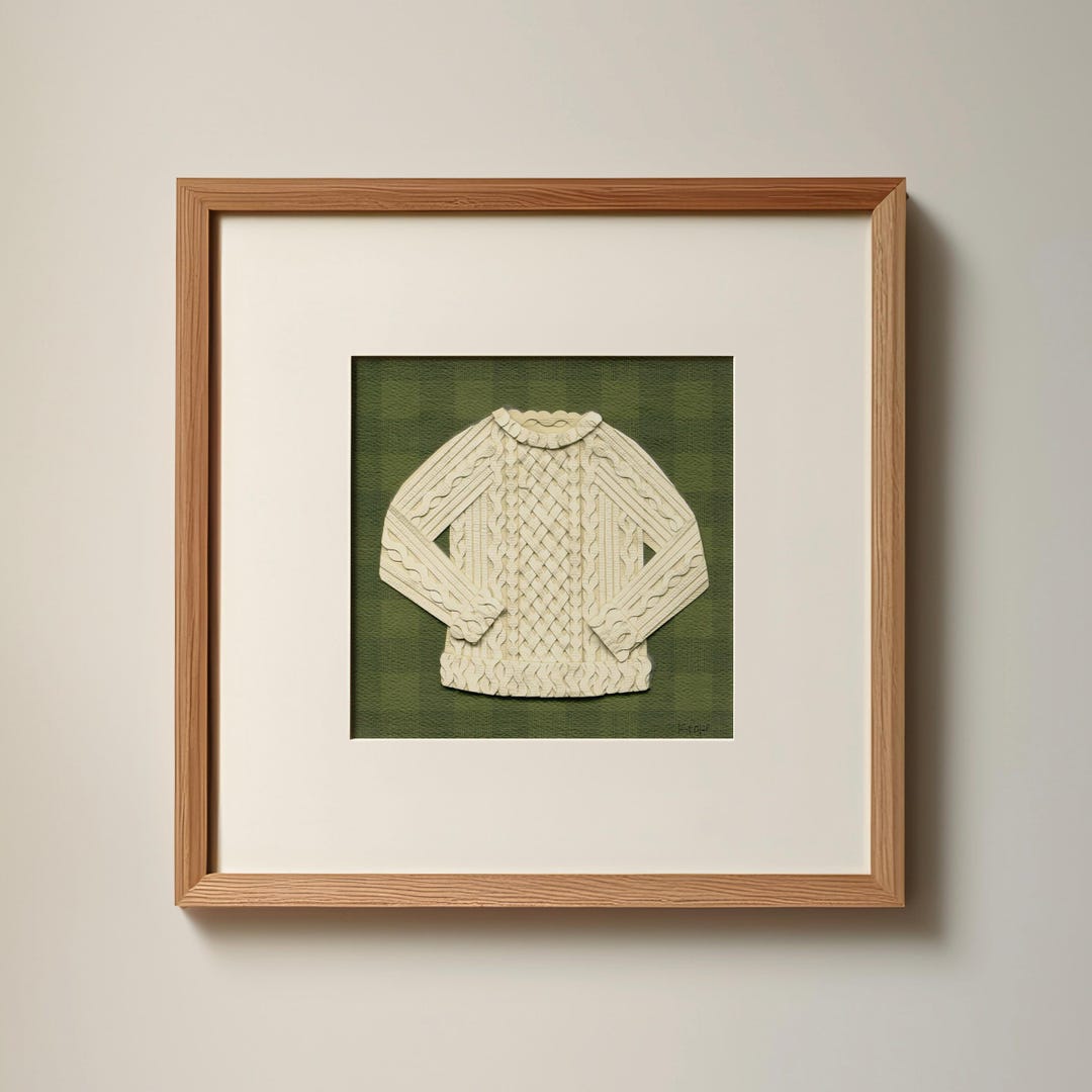 Cream Cable Knit Sweater Paper Collage by Yellow Dog Collage | Fine Art ...