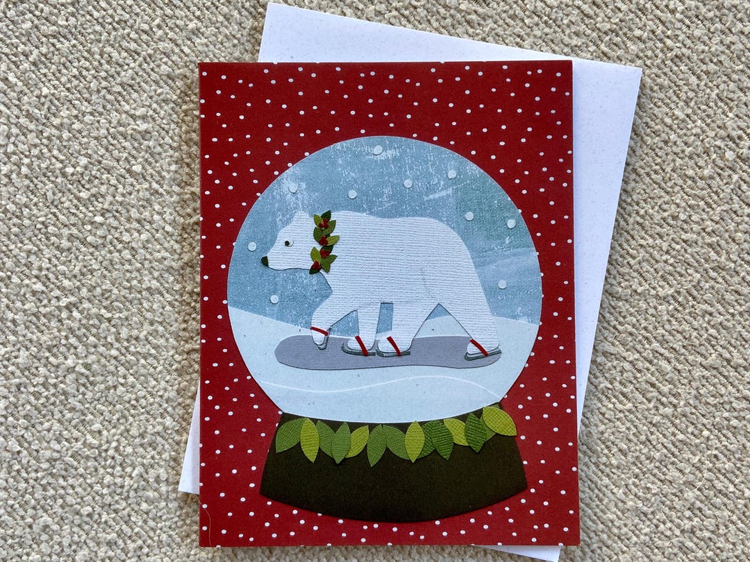 Polar Bear Snow Globe Card Hand Cut Paper Art - Etsy