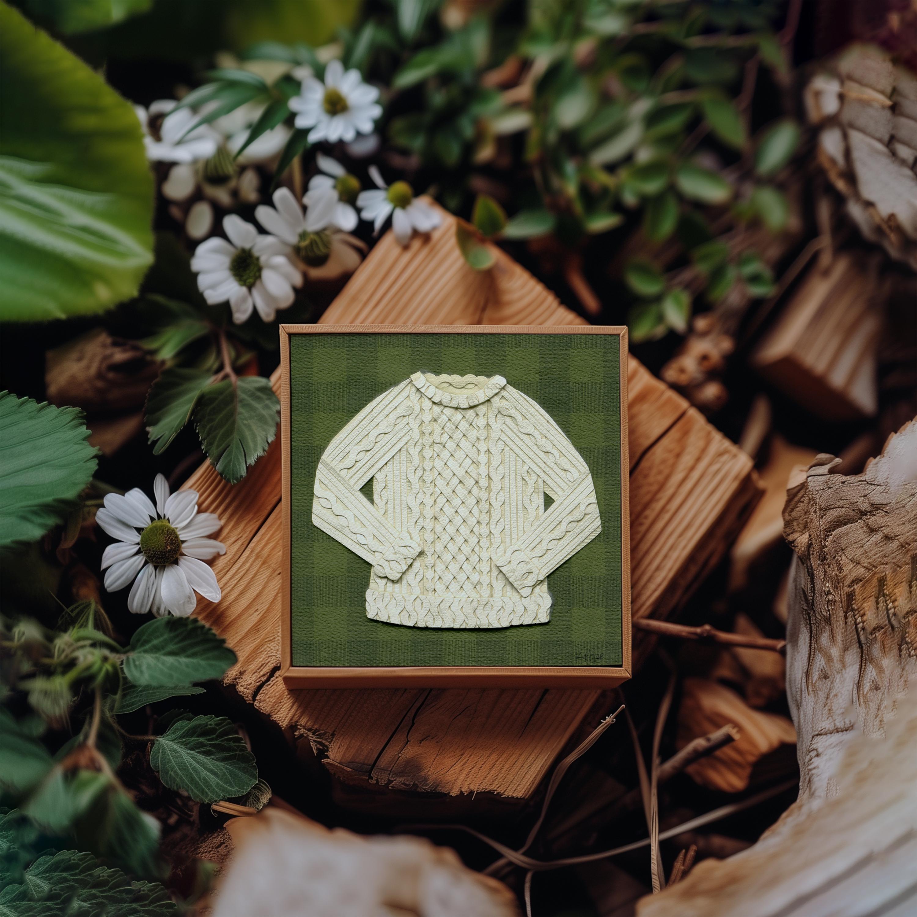 Cream Cable Knit Sweater Paper Collage by Yellow Dog Collage | Fine Art ...