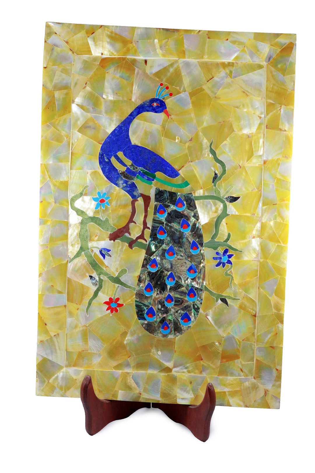 18 Inches Marble Stone Inlay Peacock Serving Tray/plate With - Etsy